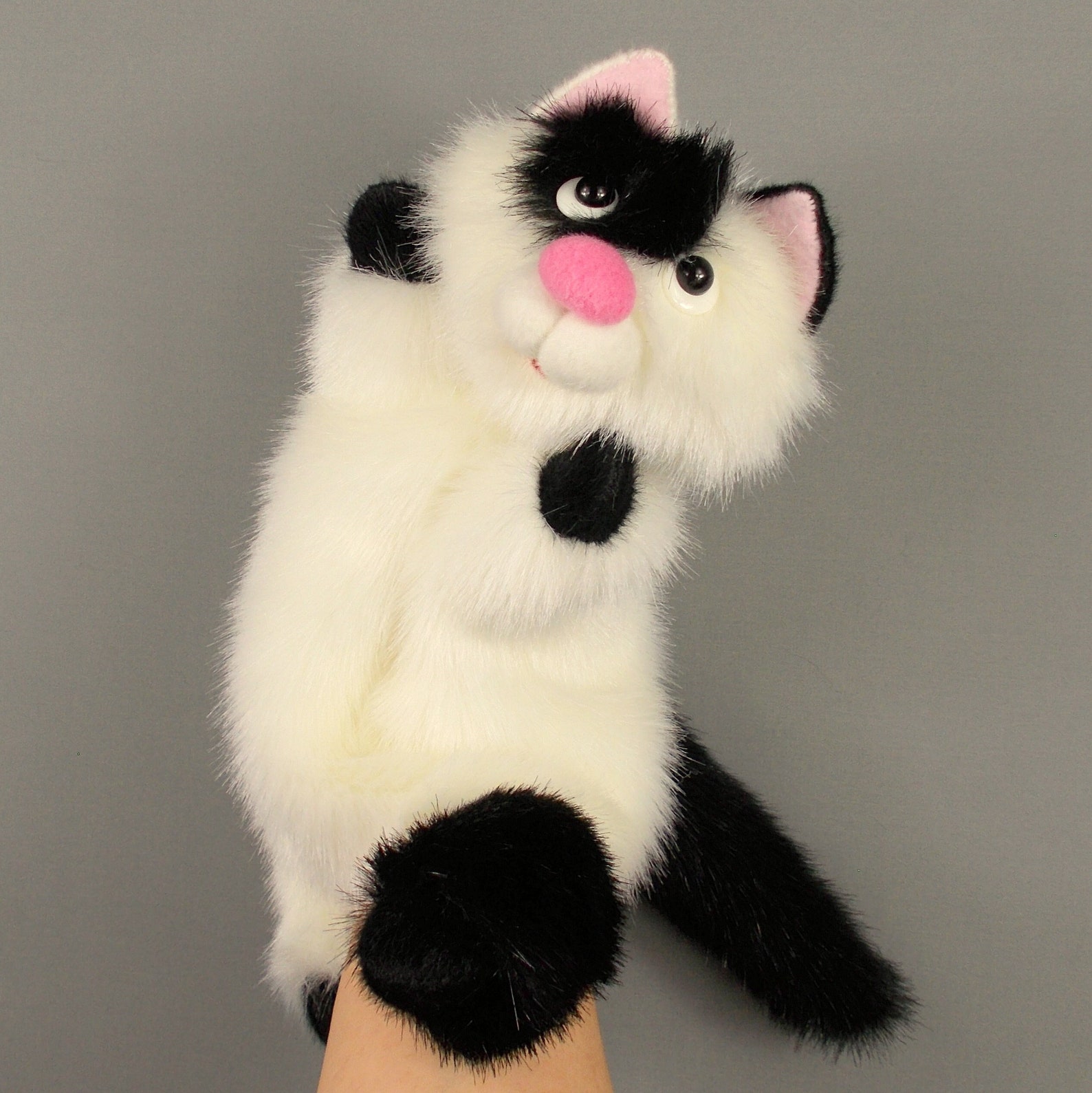 White Black Cat Hand Puppet for Home Theater. Puppet - Etsy