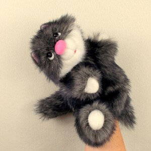 Fluffy Cat Hand Puppet. Gray Cat Puppet for Children's Home Theater ...