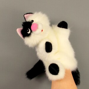 White Black Cat Hand Puppet for Home Theater. Puppet - Etsy