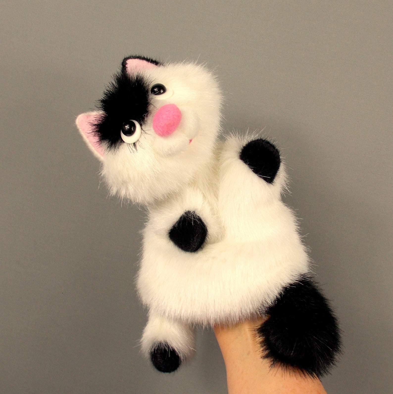 Hand Puppet for Little Hand White Kitten With a Black Speck. - Etsy