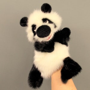 Panda Hand Puppet for Children's Theater. Animal Faux Fur Toy. Toy ...