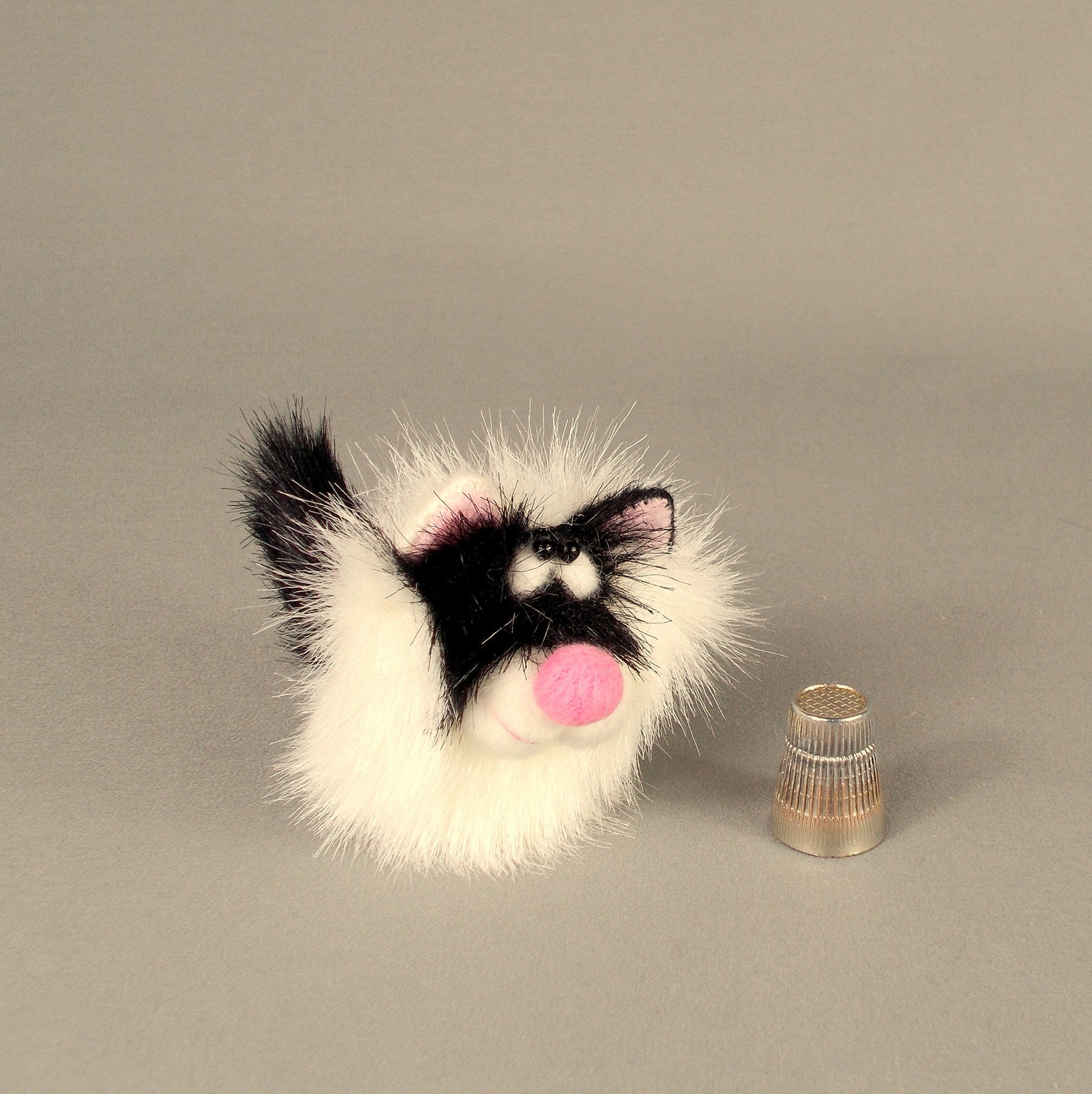 White Black Cat Finger Puppet. Plush Little Cat for Finger - Etsy