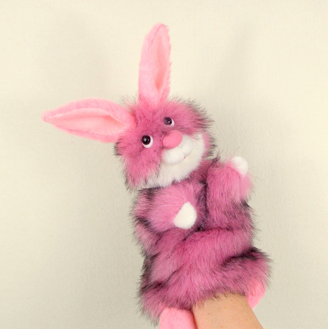 Rabbit Pink hand puppet glove. Plush rabbit for home puppet | Etsy