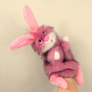 Rabbit Pink Hand Puppet Glove. Plush Rabbit for Home Puppet Theater ...