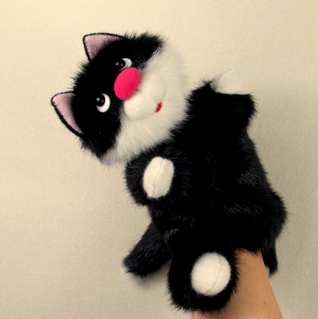 Black Cat Hand Puppet for Home Theater. Marionette Puppet. Animal Glove ...