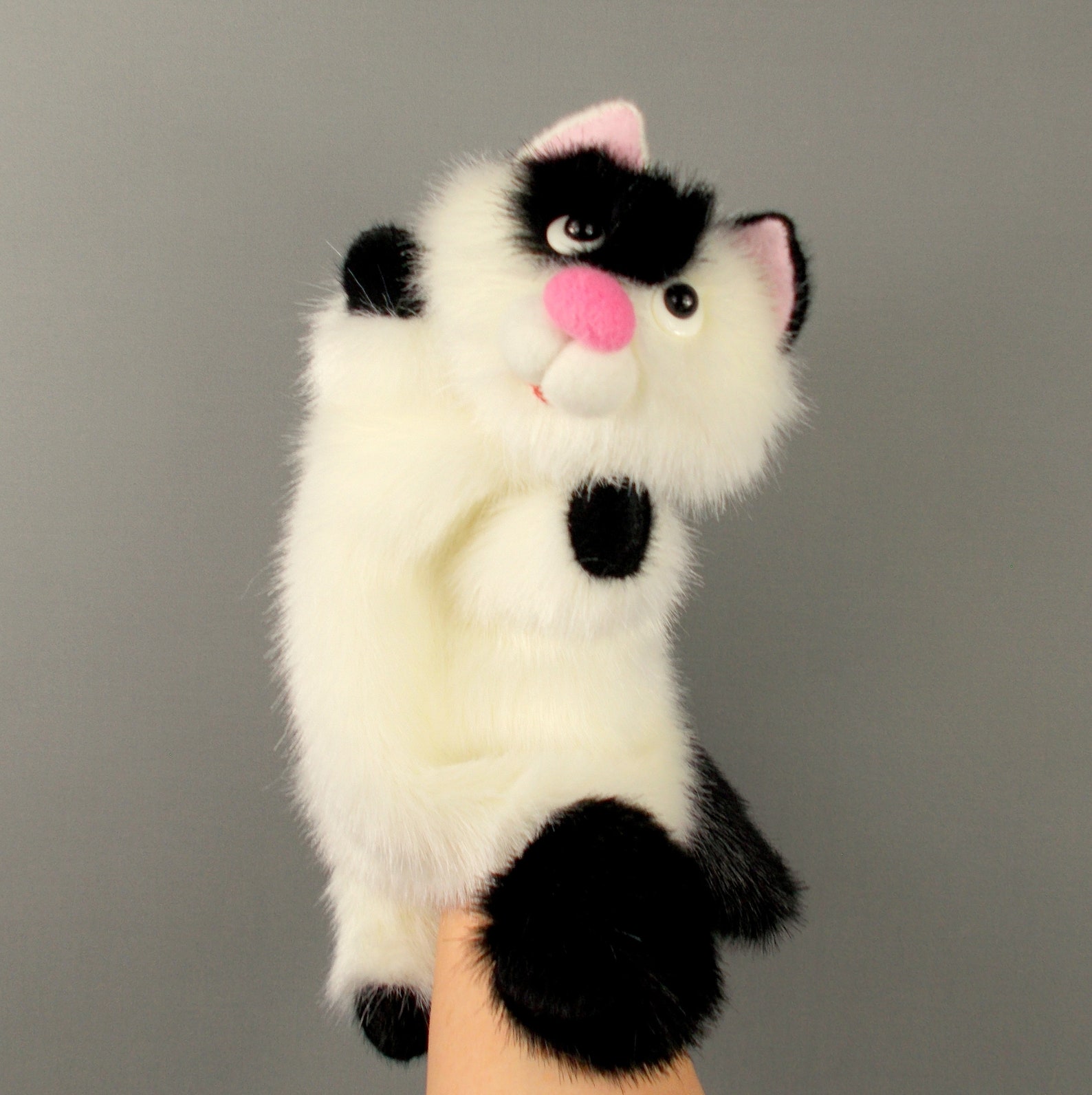 White Black Cat Hand Puppet for Home Theater. Puppet - Etsy