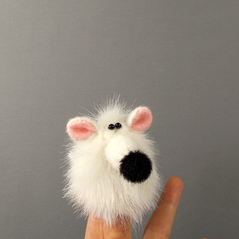 Little white mouse puppet for finger theater. Finger puppet | Etsy
