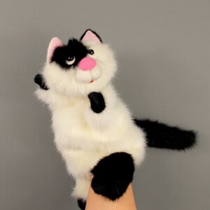 White Black Cat Hand Puppet for Home Theater. Puppet - Etsy