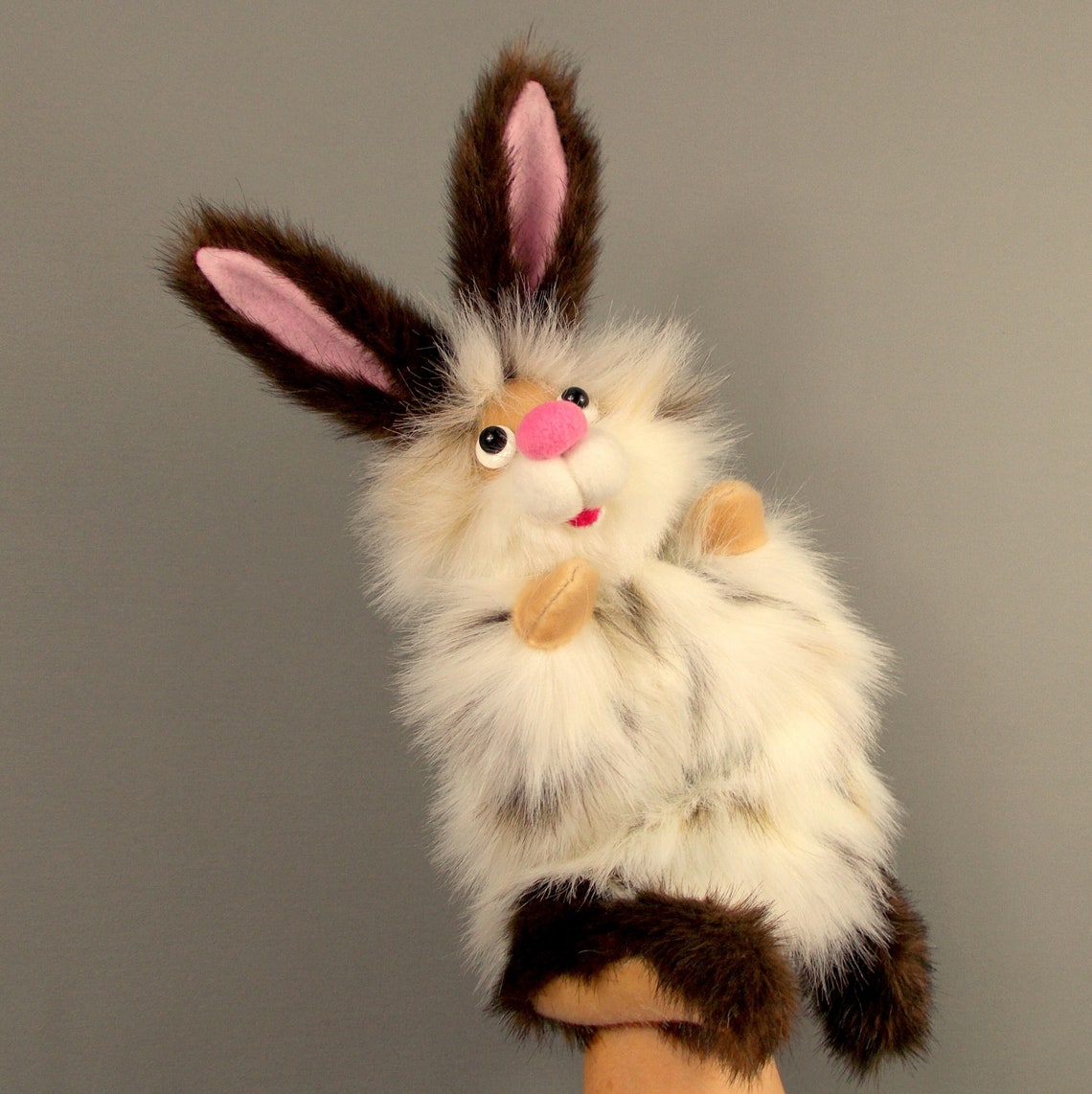 Spotted Rabbit With Dark Paws and Ears Hand Puppet. Marionette - Etsy