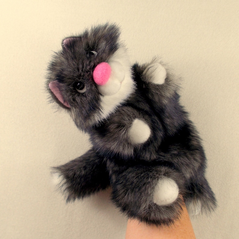 Fluffy Cat Hand Puppet. Gray Cat Puppet for Children's - Etsy