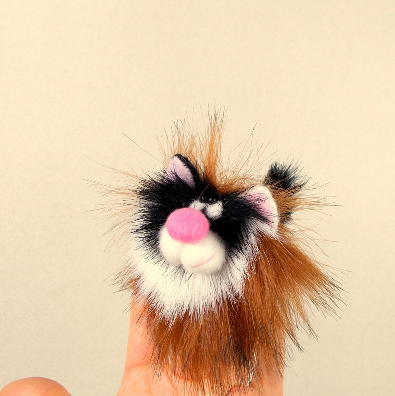 Finger Puppet Cat. Red White Black Kitty Petite Soft Toy. - Etsy