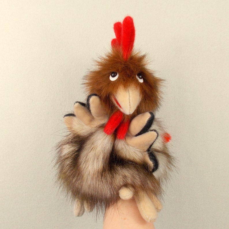 Brown Cockerel Hand Puppet Glove. Plush Chicken Puppet for - Etsy