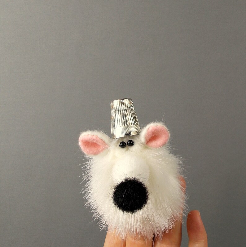 Little white mouse puppet for finger theater. Finger puppet | Etsy