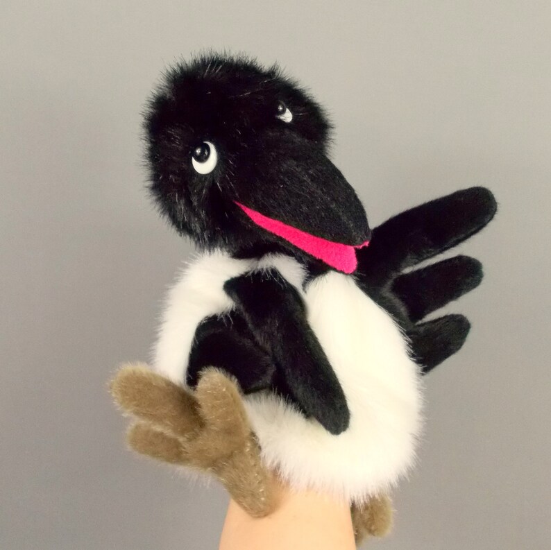Magpie Puppet for Children. Plush Hand Puppet Magpie. Bibabo - Etsy