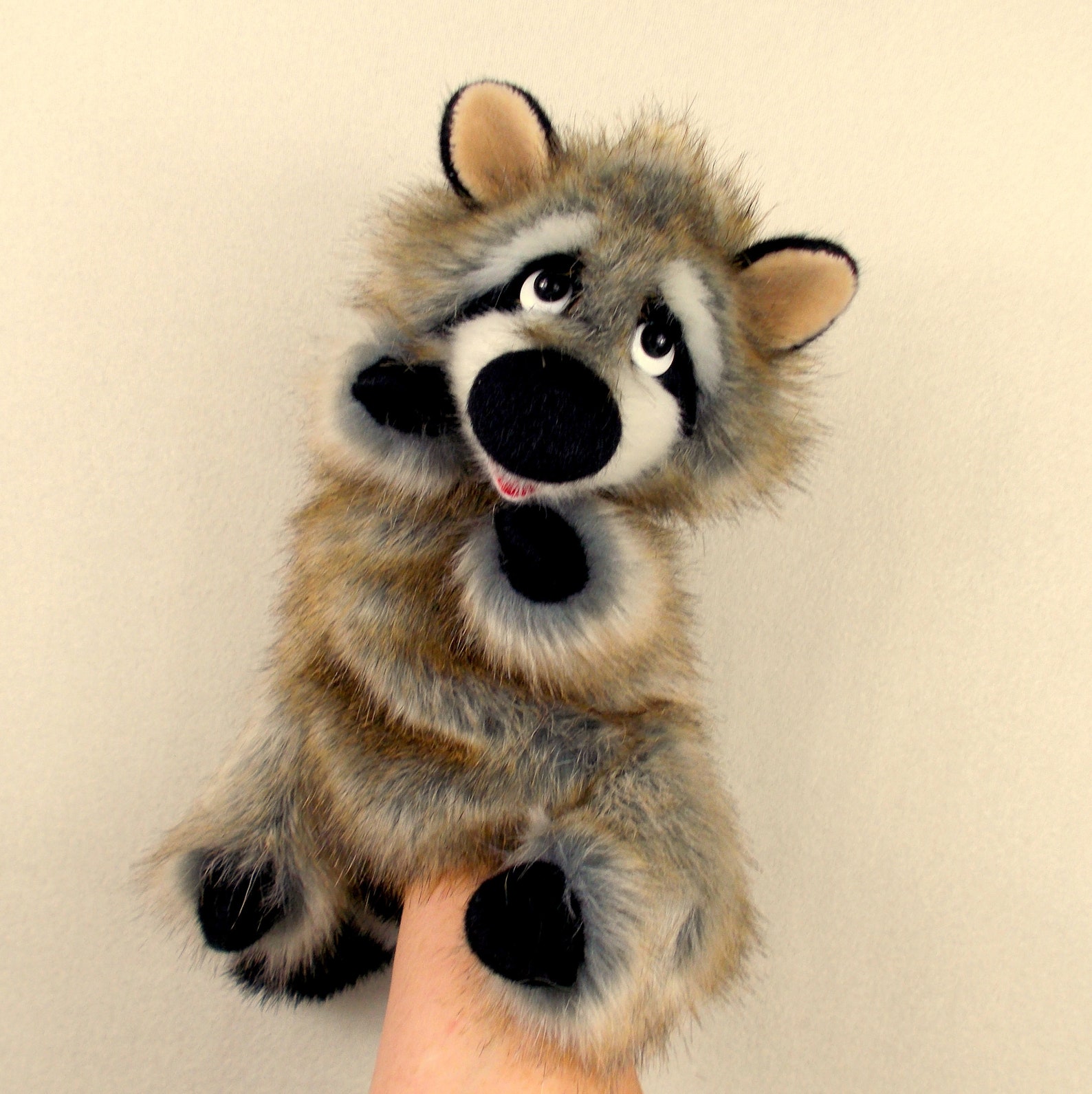 Raccoon Reddish Hand Puppet. Funny Raccoon for Home Puppet - Etsy