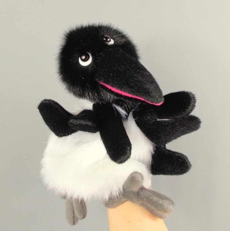 Magpie Puppet for children. Plush Hand puppet Magpie. Bibabo | Etsy