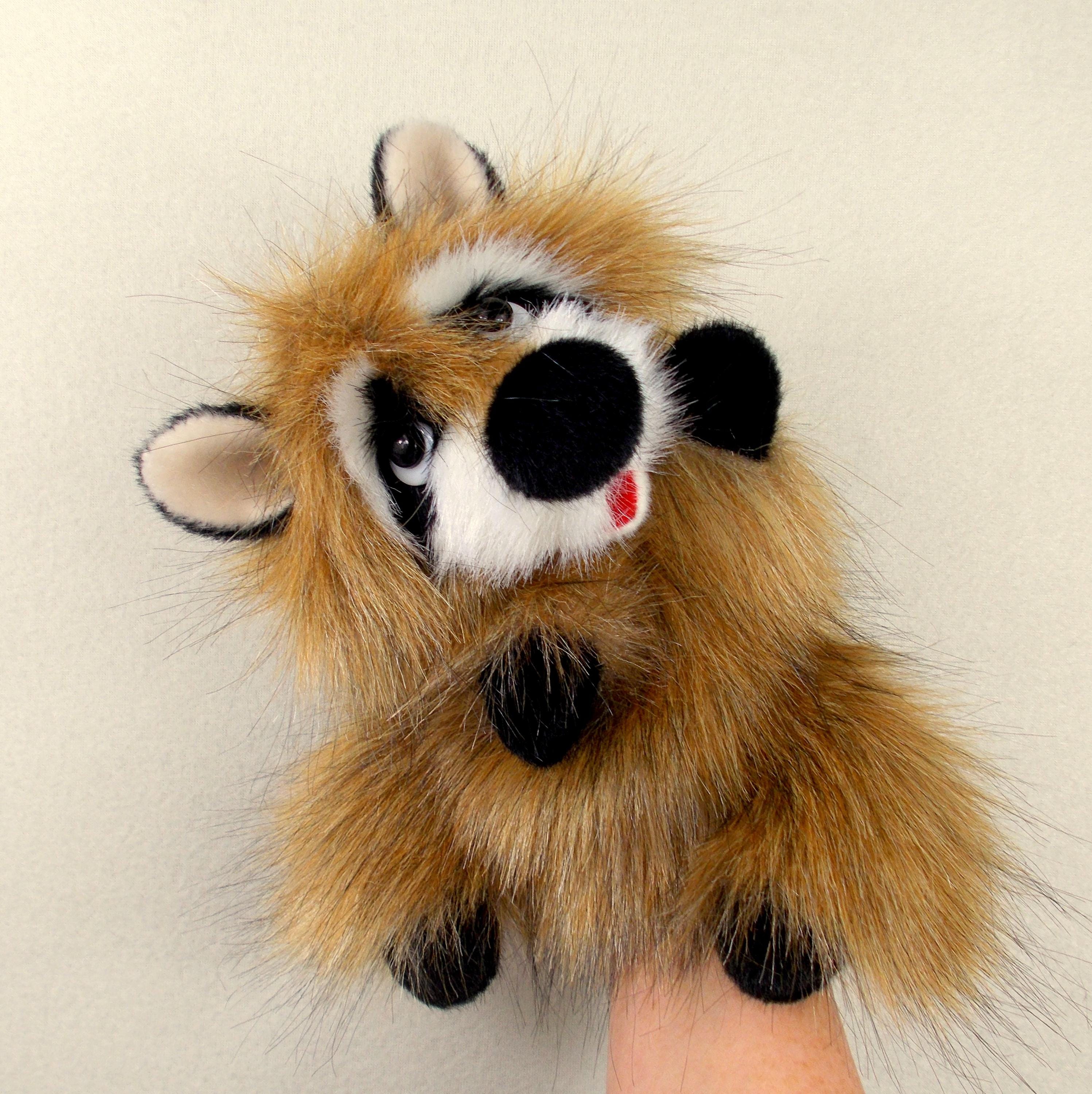 Baby Red Golden Raccoon for Small Hand. Hand Puppet for Home Theater ...