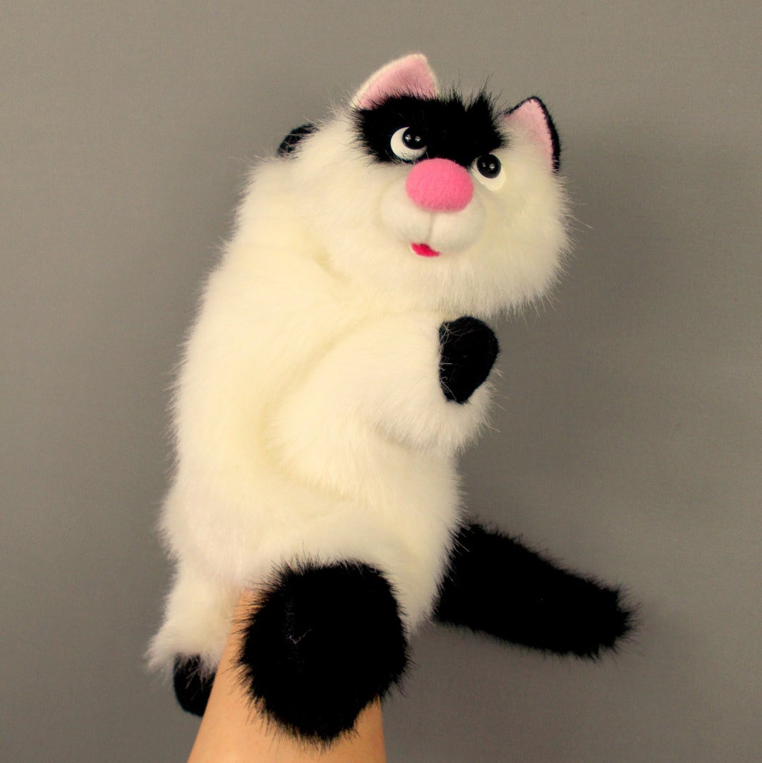 White Black Cat Hand Puppet for Home Theater. Puppet Glove - Etsy