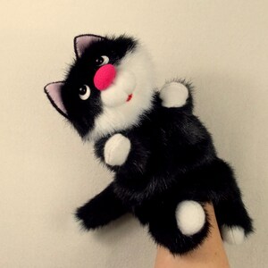 Black Cat Hand Puppet for Home Theater. Marionette Puppet. Animal Glove ...