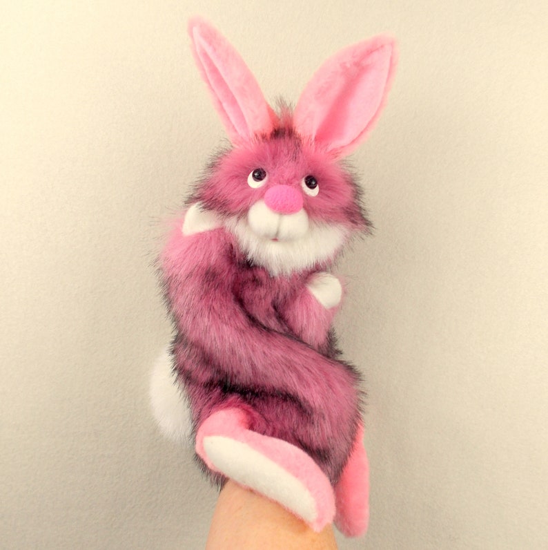 Rabbit Pink Hand Puppet Glove. Plush Rabbit for Home Puppet - Etsy