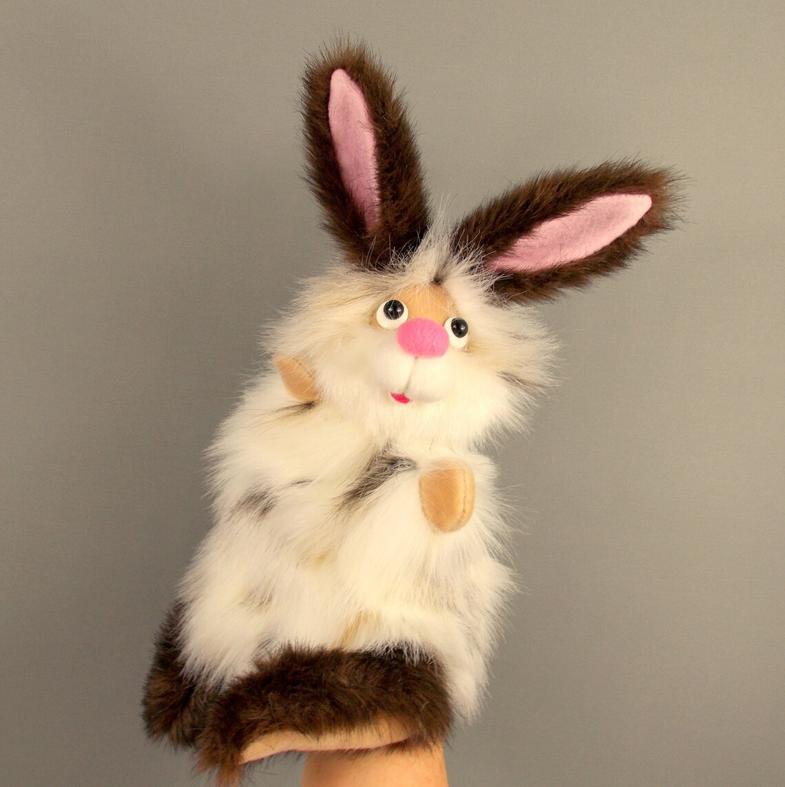 Spotted Rabbit With Dark Paws and Ears Hand Puppet. Marionette - Etsy