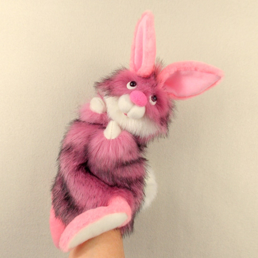 Rabbit Pink Hand Puppet Glove. Plush Rabbit for Home Puppet - Etsy