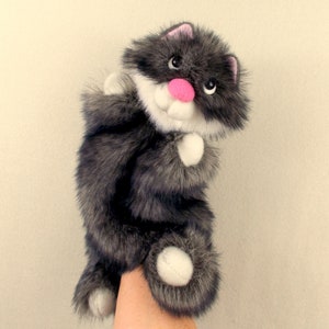 Fluffy Cat Hand Puppet. Gray Cat Puppet for Children's - Etsy