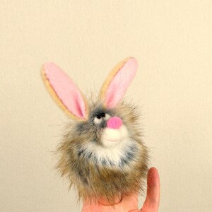 Tiny Rabbit Reddish Gray Finger Puppet. Plush Little Bunny for Finger ...