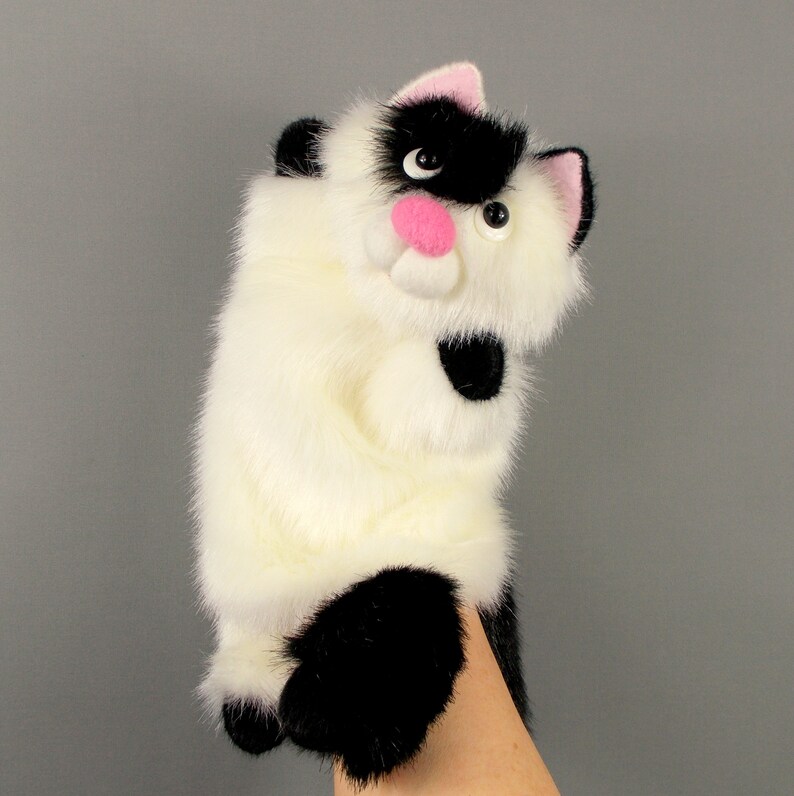White Black Cat Hand Puppet for Home Theater. Puppet - Etsy