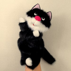 Black Cat Hand Puppet for Home Theater. Marionette Puppet. Animal Glove ...