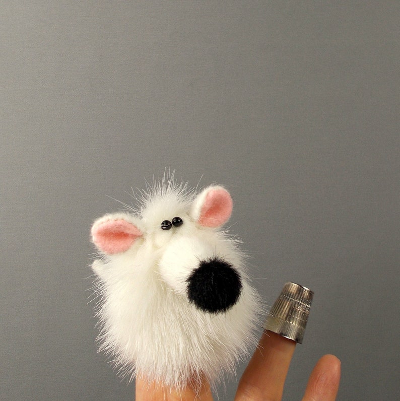 Little white mouse puppet for finger theater. Finger puppet | Etsy