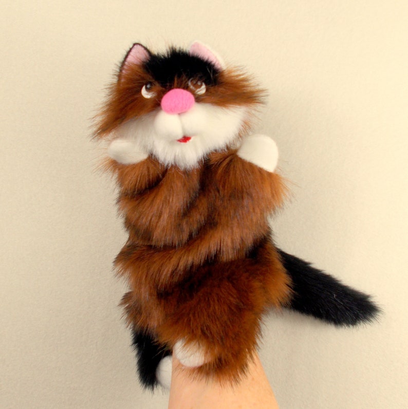 Red Cat With Black and White Hand Puppet. Marionette. Bibabo. - Etsy