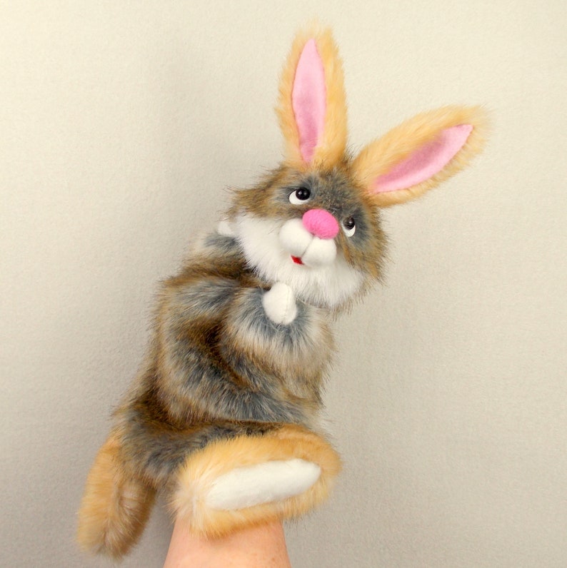 Rabbit Plush Puppet. Hare Reddish Gray Hand Puppet for Home - Etsy