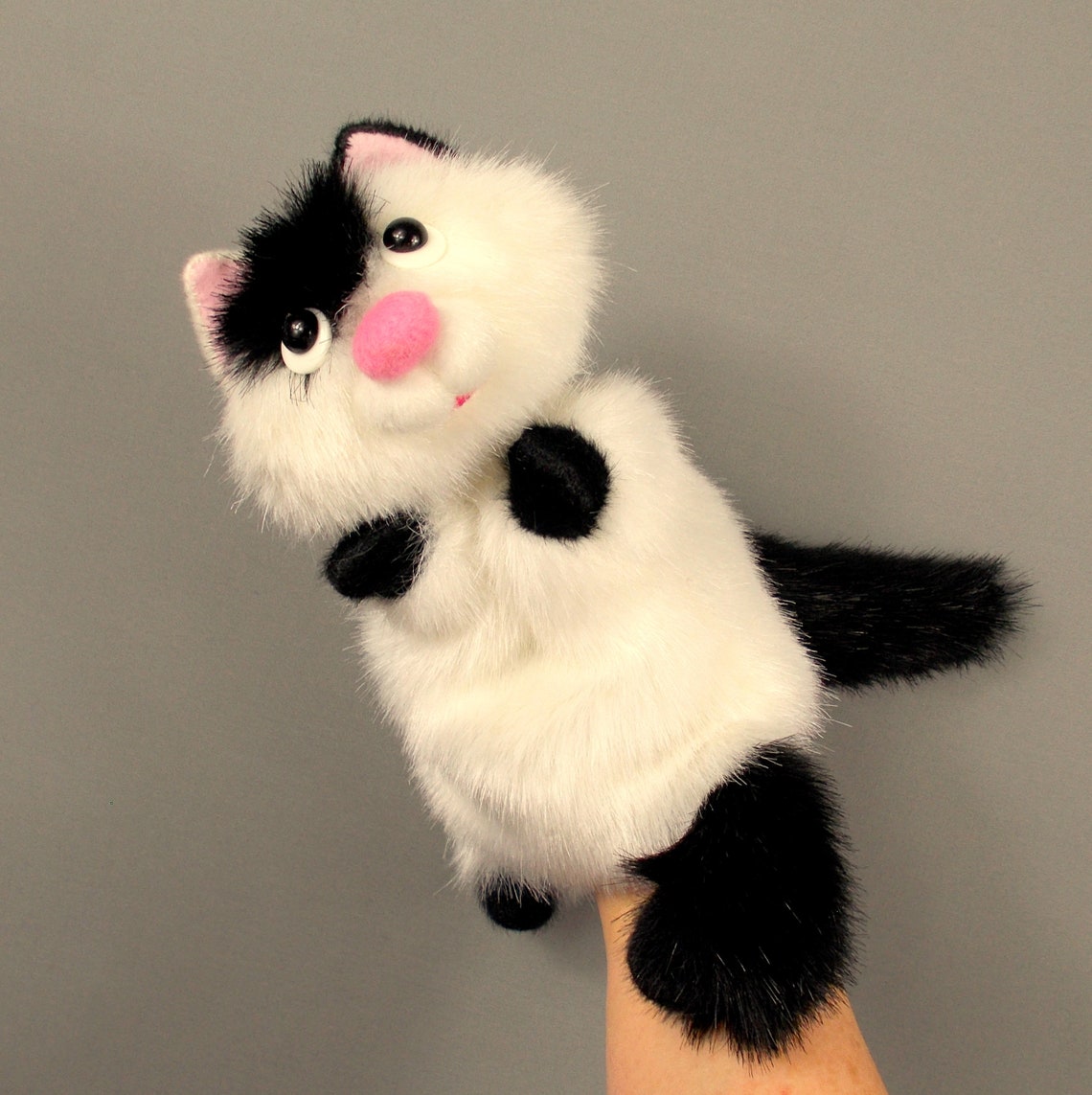 Hand Puppet for Little Hand White Kitten With a Black Speck. - Etsy