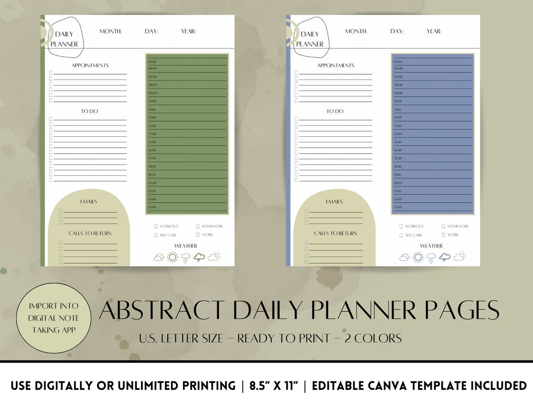 Abstract Daily Planner Printable - Etsy