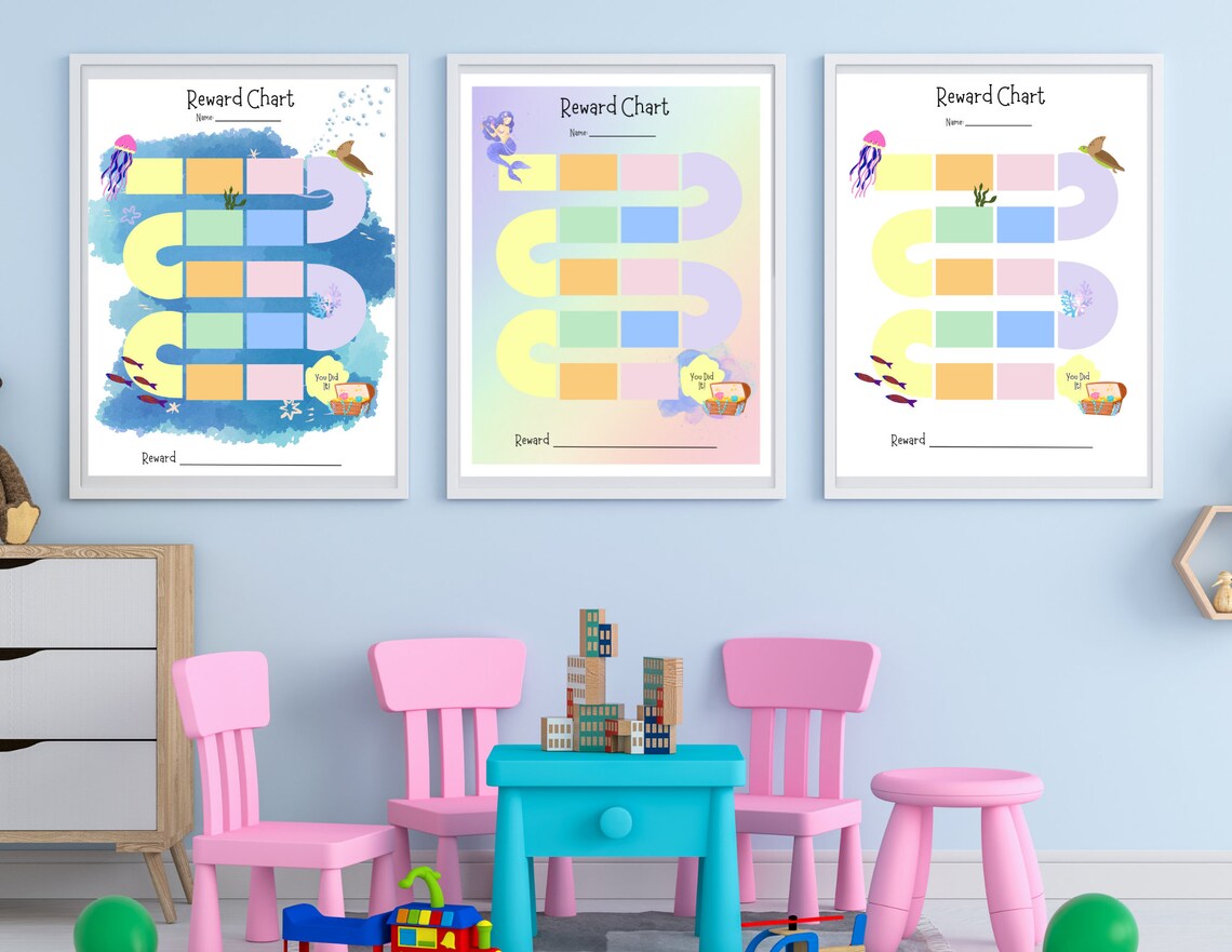 Printable Ocean Reward Chart, Kids Routine Chart Mermaid Under the Sea ...