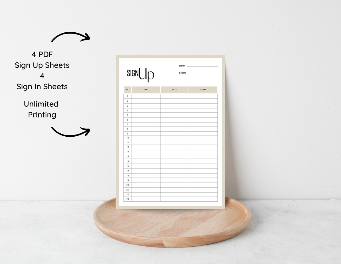 Sign up Sheet Printable | Sign in Sheet Printable | 8 PDF Files ...