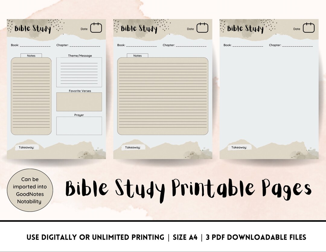 Bible Study Pages | Digital or Print A4 | Bible Journal | Printable ...