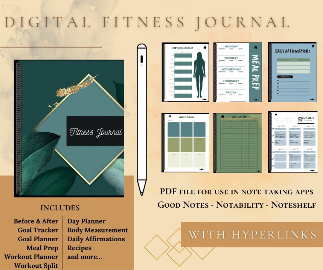 Digital Fitness Journal With Hyperlinks, Good Notes & Notability - Etsy