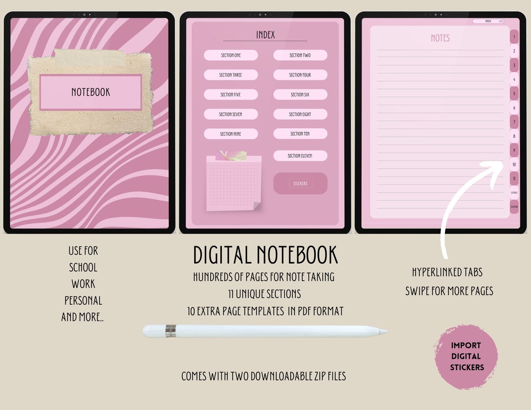 Mauve Pink Digital Notebook, Goodnotes Template, Notability, Bullet ...