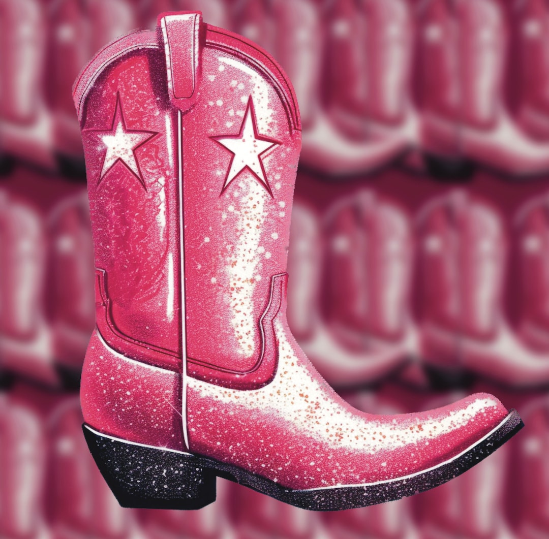 Pink Sparkly Cowgirl Boot Sticker | Vinyl Sticker for Laptop, Water ...