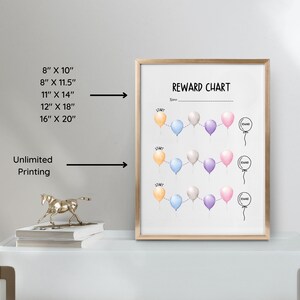 Reward Chart, Reward Chart Printable, Printable Balloon Toddler Reward ...