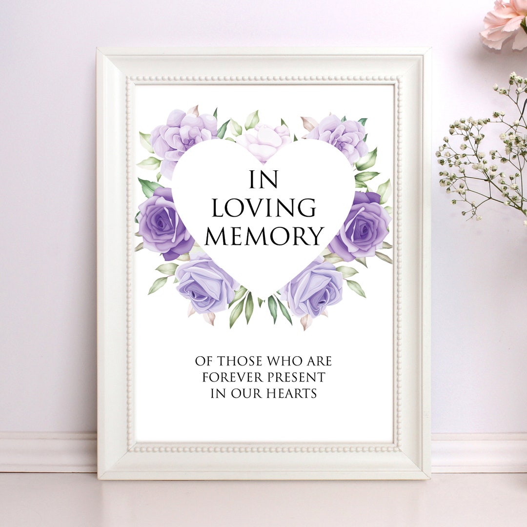 In Loving Memory Sign Purple Rose Heart Memorial Sign - Etsy UK