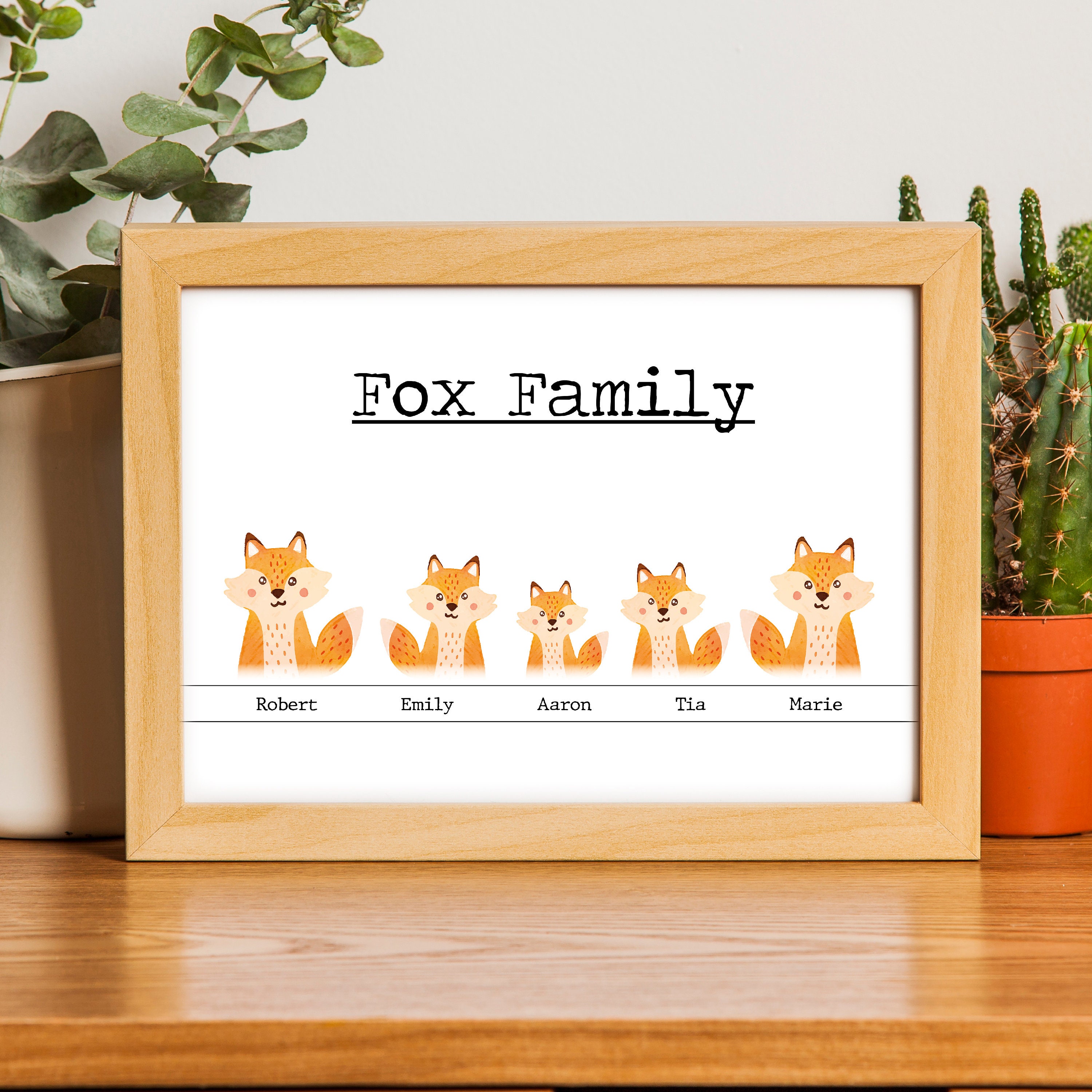 Personalised Fox Family Name Print | Etsy