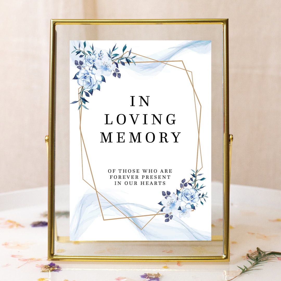 In Loving Memory Sign, Blue Flowers, Memorial Sign, Wedding Sign ...