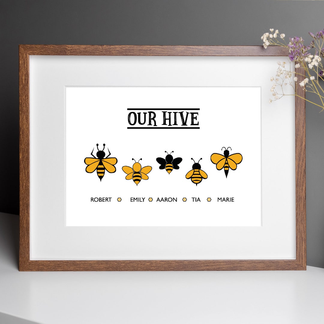 Personalised Bee Family Name Print, Gift for Christmas, Birthday ...
