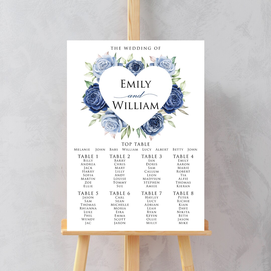 Personalised Wedding Table Seating Plan, Wedding Seating Chart, Wedding ...