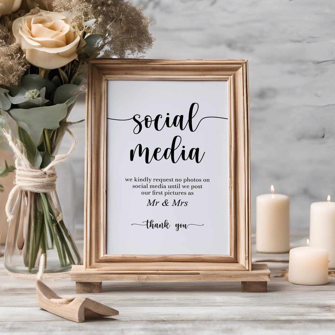 Social Media Sign, Minimalist Modern, No Photo Sign, Wedding Sign, No ...