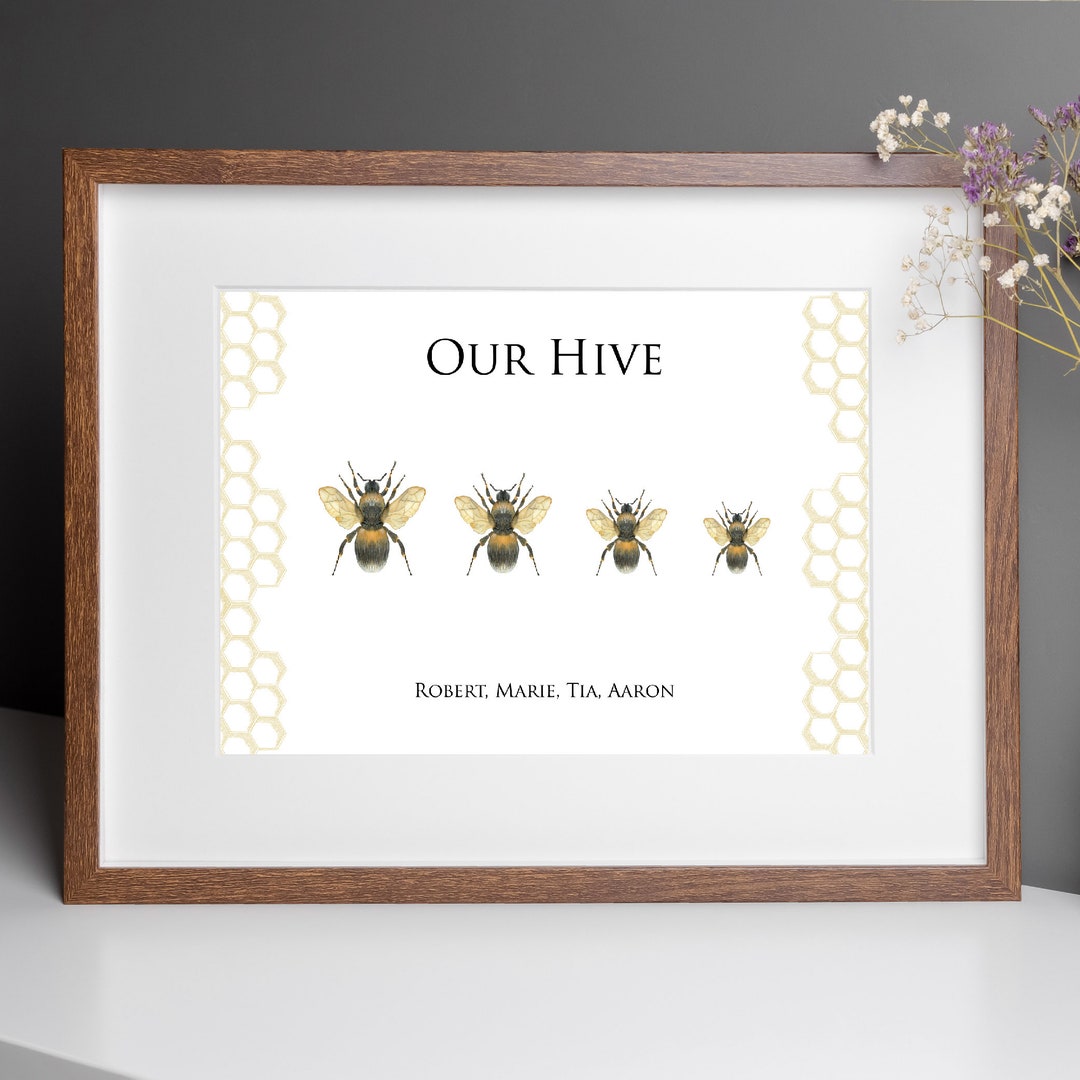 Personalised Bee Family Name Print, Gift for Christmas, Birthday ...