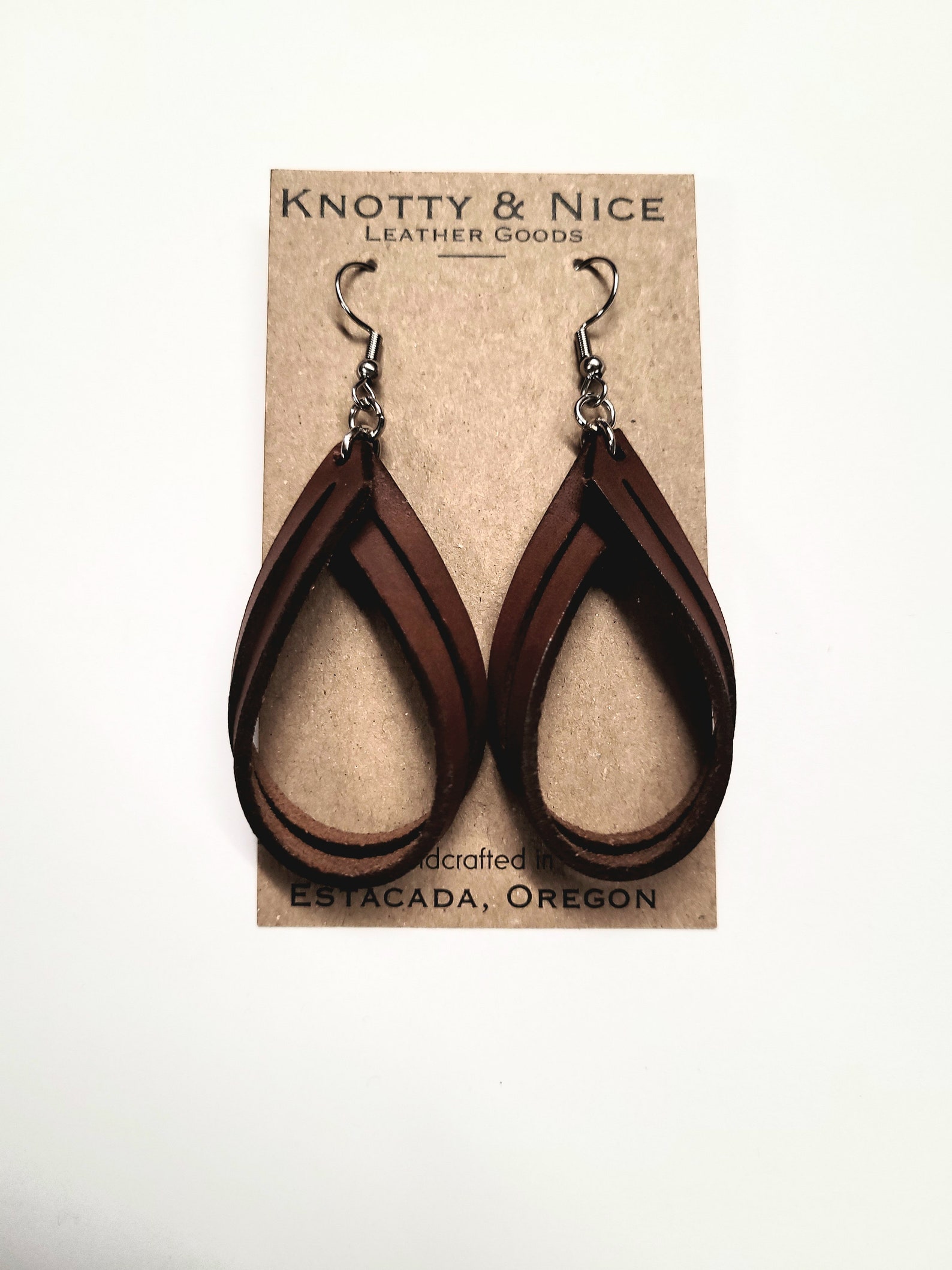Genuine Leather Double Strap Loop Earrings - Etsy
